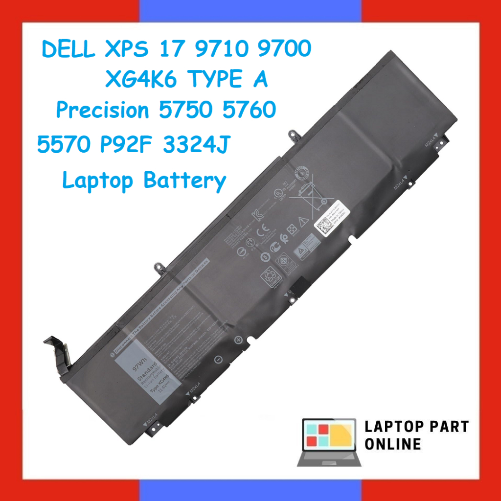 DELL XPS 17 9710 9700 XG4K6 TYPE A Precision 5750 5760 5570 P92F 3324J ...