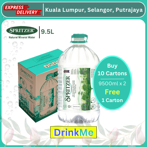 SPRITZER Natural Mineral Water - 10 + 1 FREE Cartons Bundle (9.5L x 2 Bottles x 11 Cartons ...