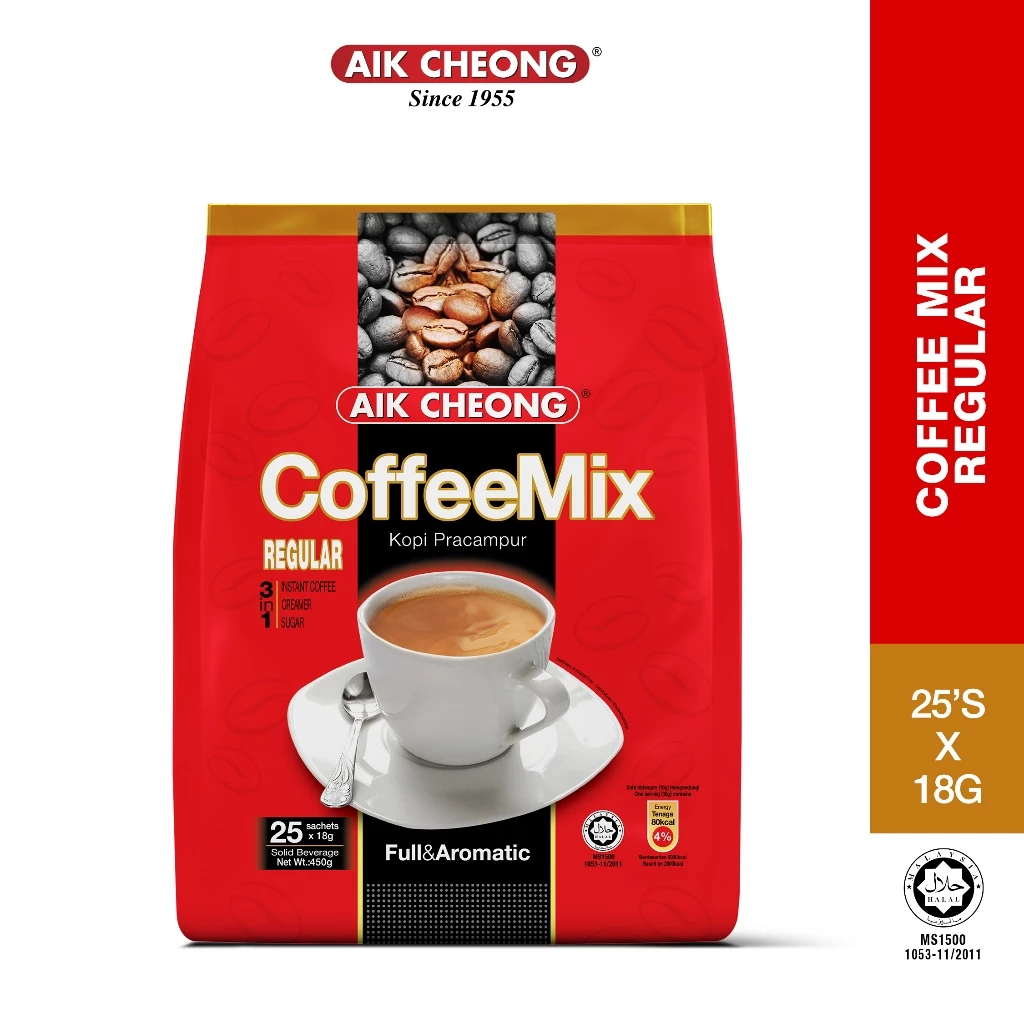 AIK CHEONG Coffee Mix Regular 3 in 1 (18gx25 sachets) | Shopee Malaysia