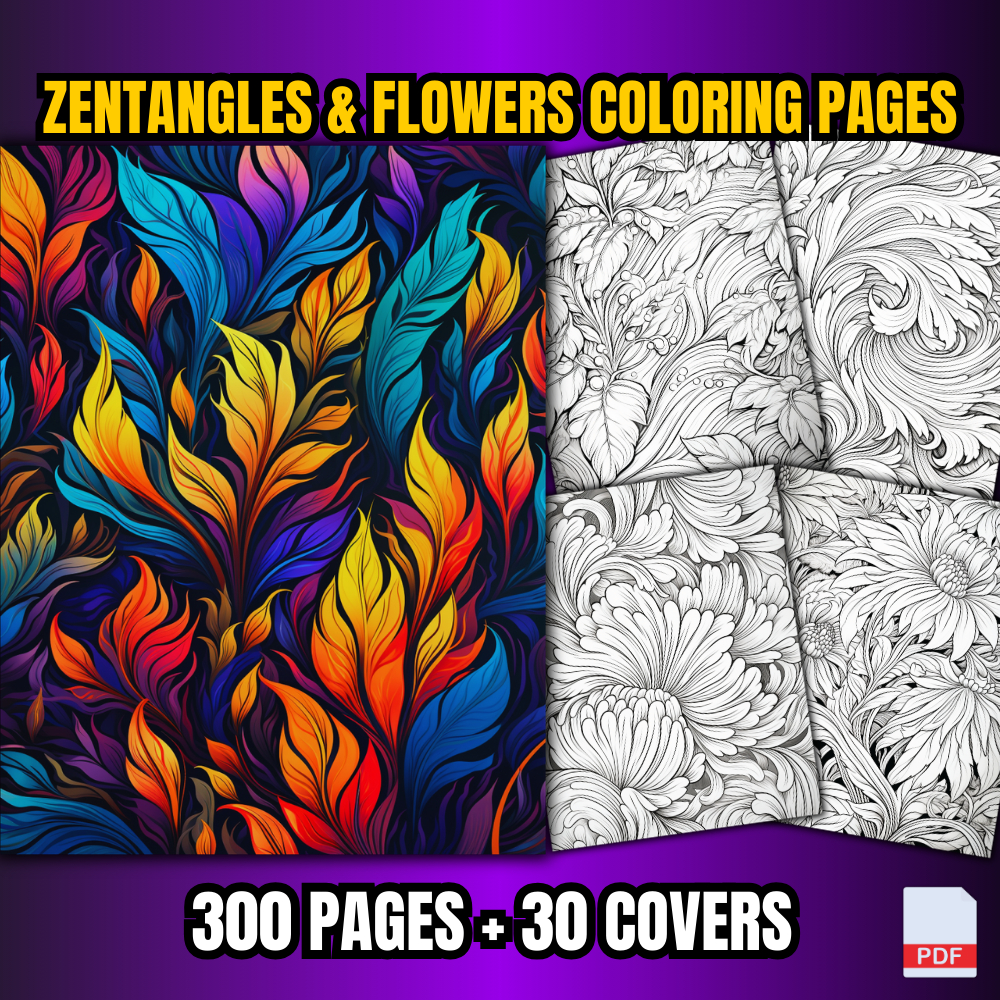 [PDF] 300 Zentangle & Flowers Coloring Pages For Adults | Shopee Malaysia