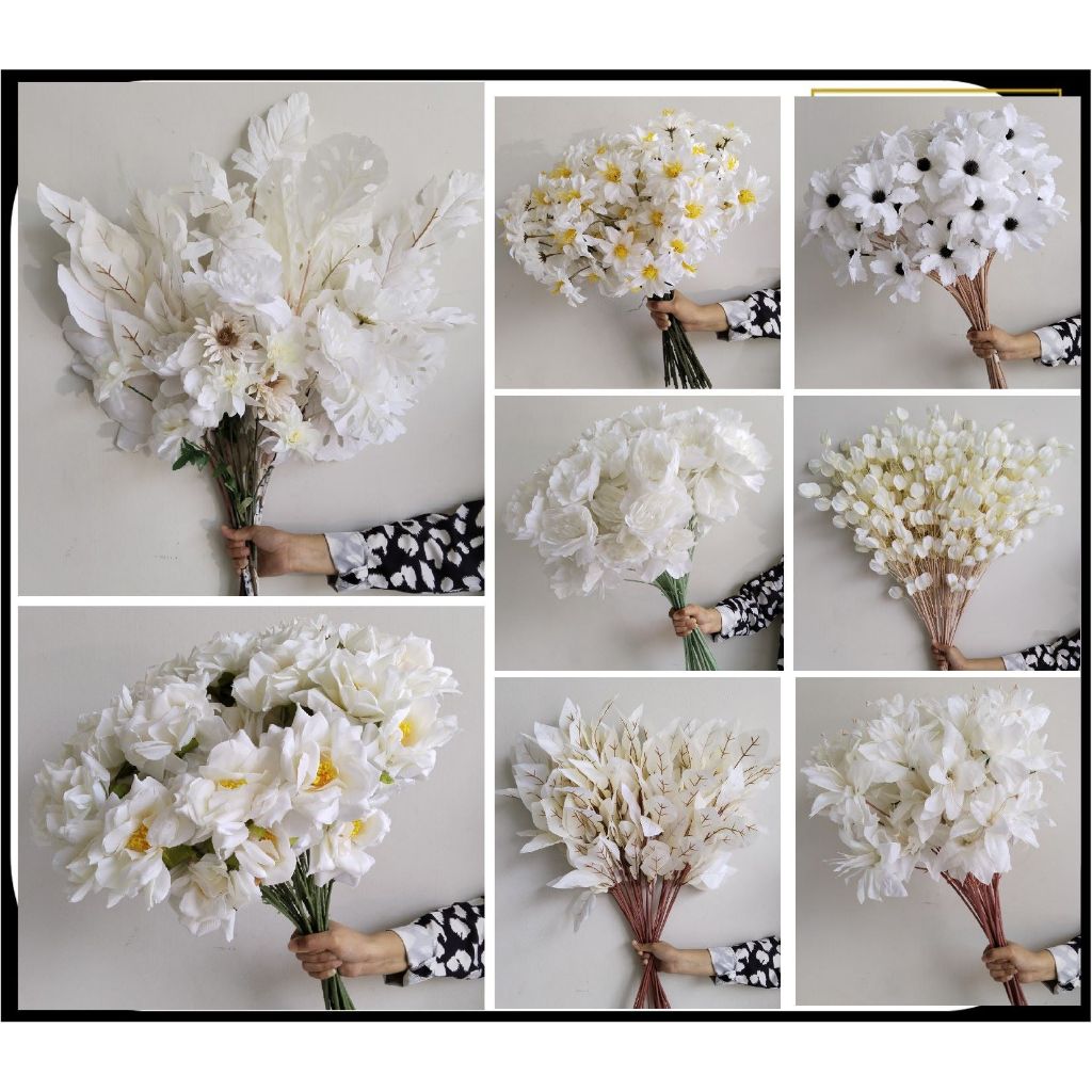 Koleksi Lelong Daun & Bunga Warna Putih Untuk Dekorasi Rumah Pelamin ...