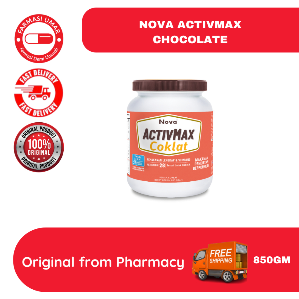 NOVA ACTIVMAX FLAVOUR CHOCOLATE 850GM (SUSU UNTUK KENCING MANIS ...