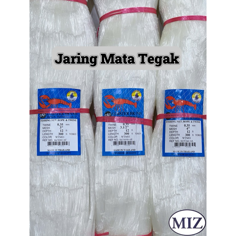 035 x 3" 3 1/2" 4" x 12FT x 300FT Mata Tegak Fishing Net Jaring Pukat ...