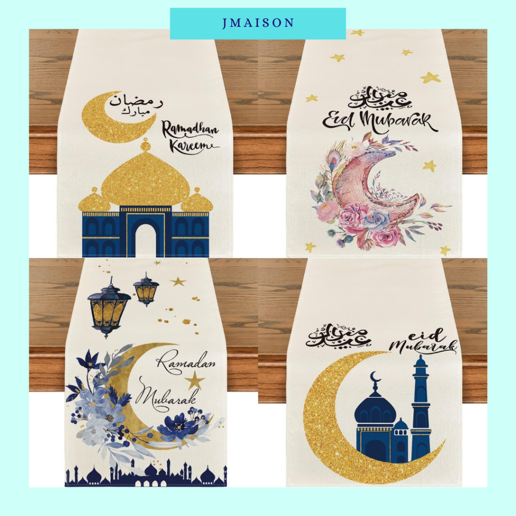 JMAISON 33x183cm Raya Linen Table Cloths Ramadan Decoration Long Table ...