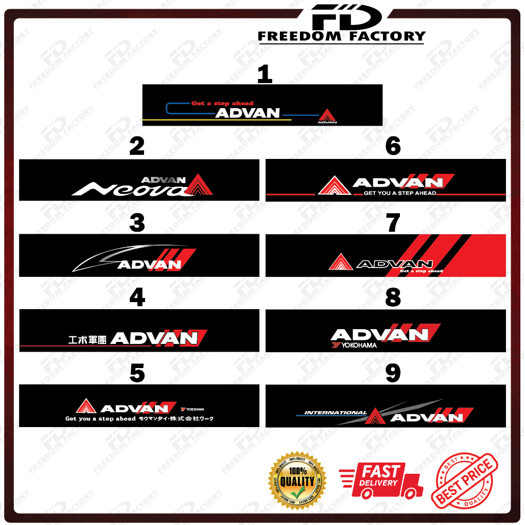 ADVAN SPORT Front Windshield Sticker / Sticker Tampal Cermin Depan ...