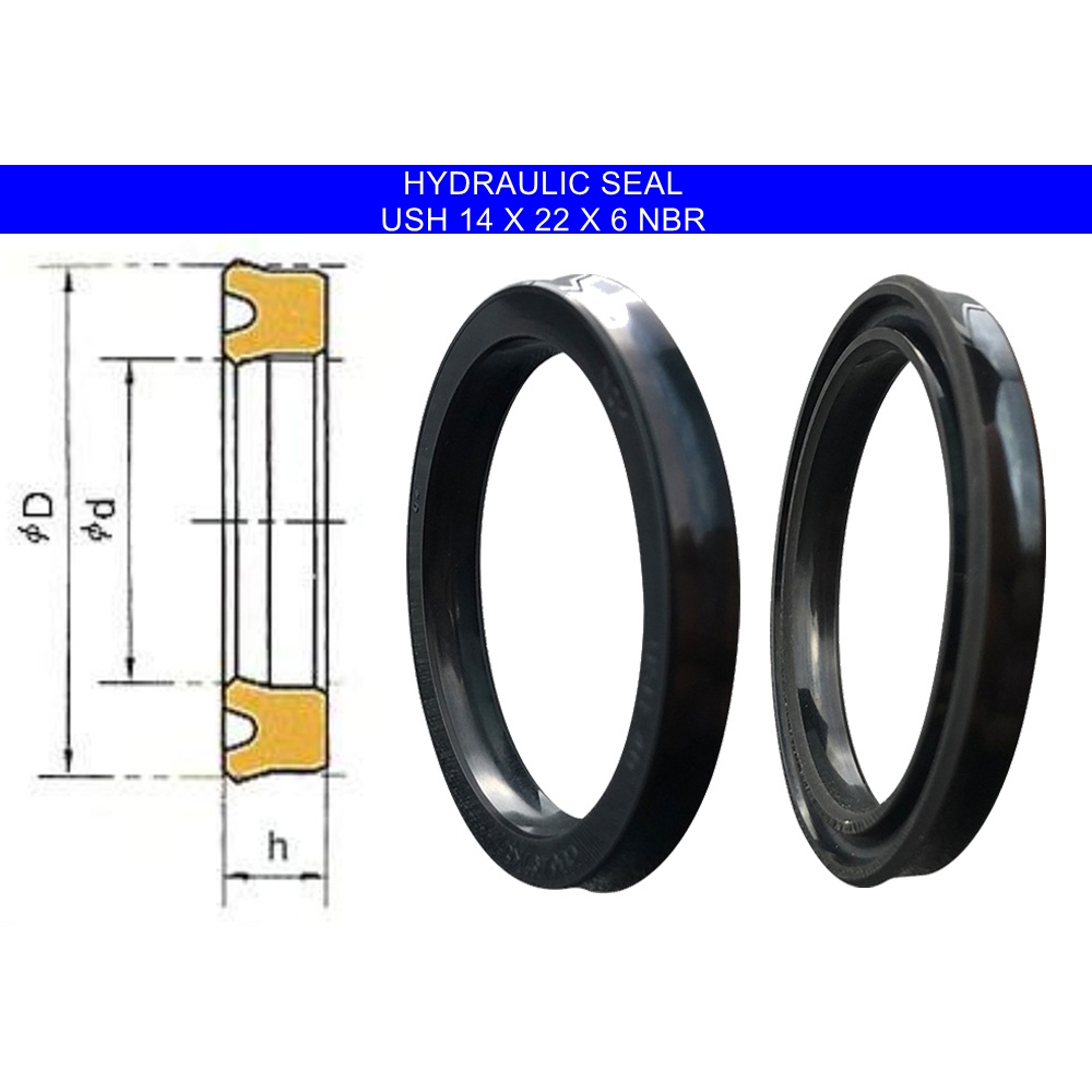 Hydraulic Seal - USH 14x22x6 NBR ( 14 x 22 x 6 ) Rod & Piston U-Ring ...