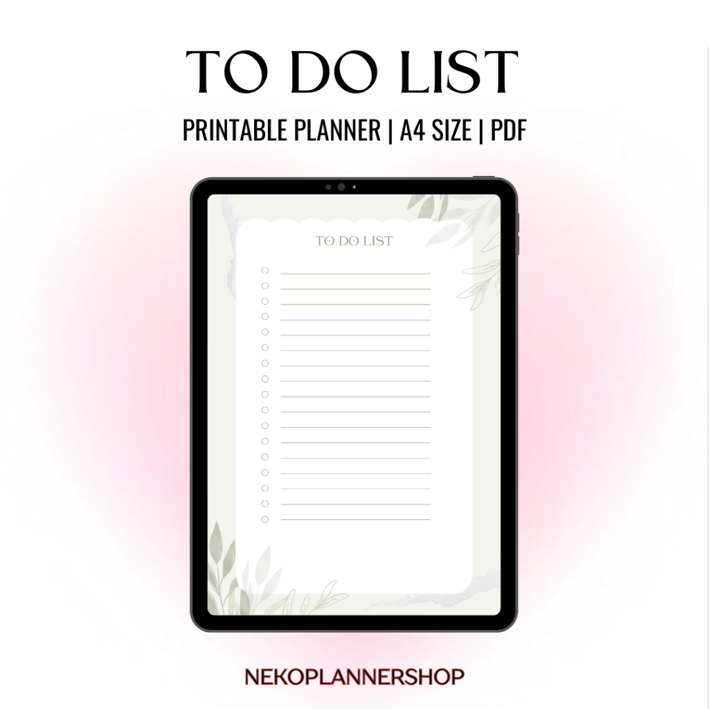 TO DO LIST PLANNER | PRINTABLE DIGITAL PLANNER | PDF | A4 | DAILY ...