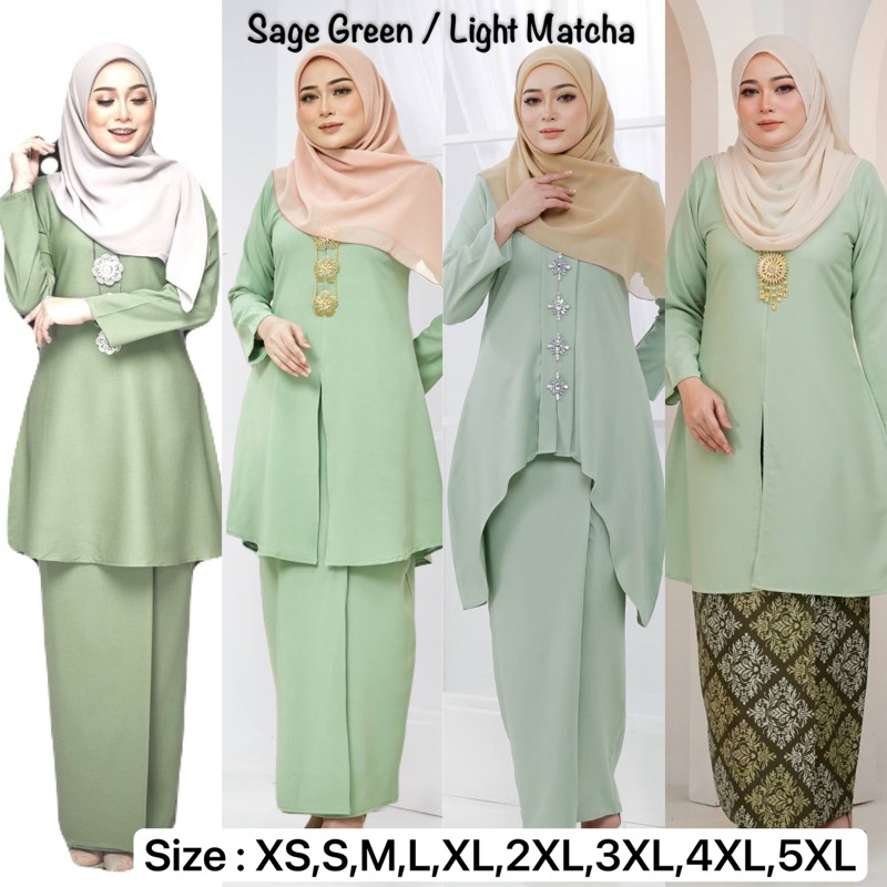 💥SIZE XS-5XL) TEMA SEDONDON BAJU KURUNG SAGE GREEN / LIGHT MATCHA RAYA ...