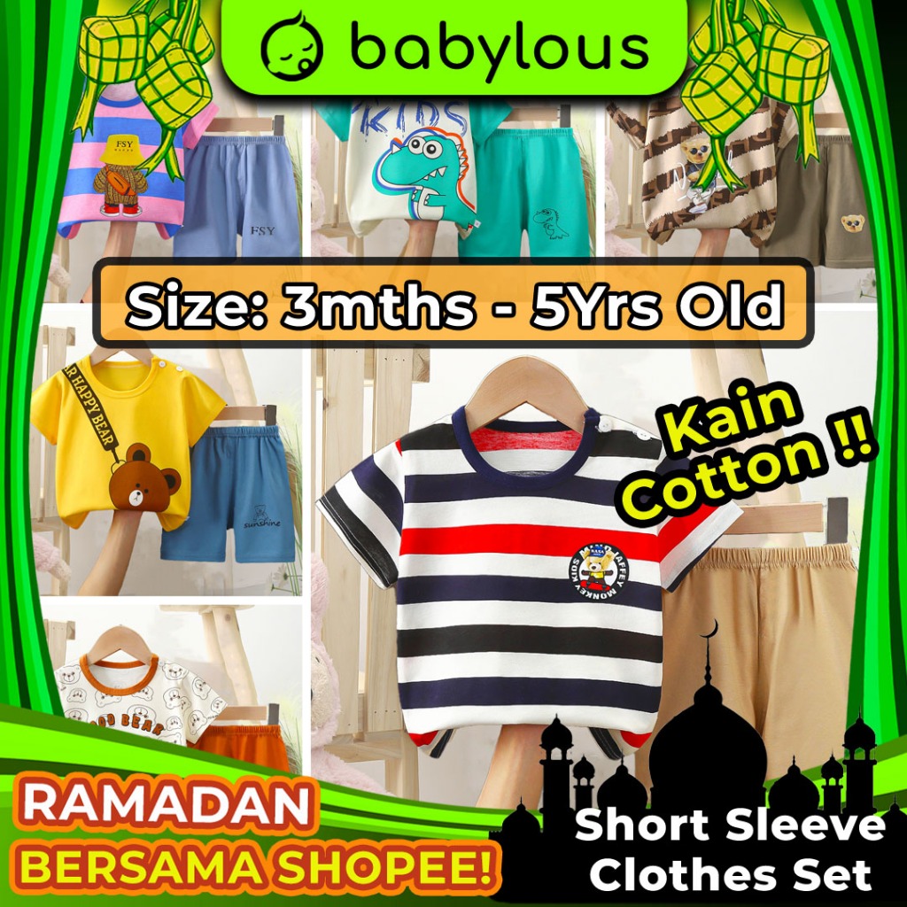 Kids Short Sleeve Clothes Set Baju Budak Lelaki Perempuan Murah Baju ...