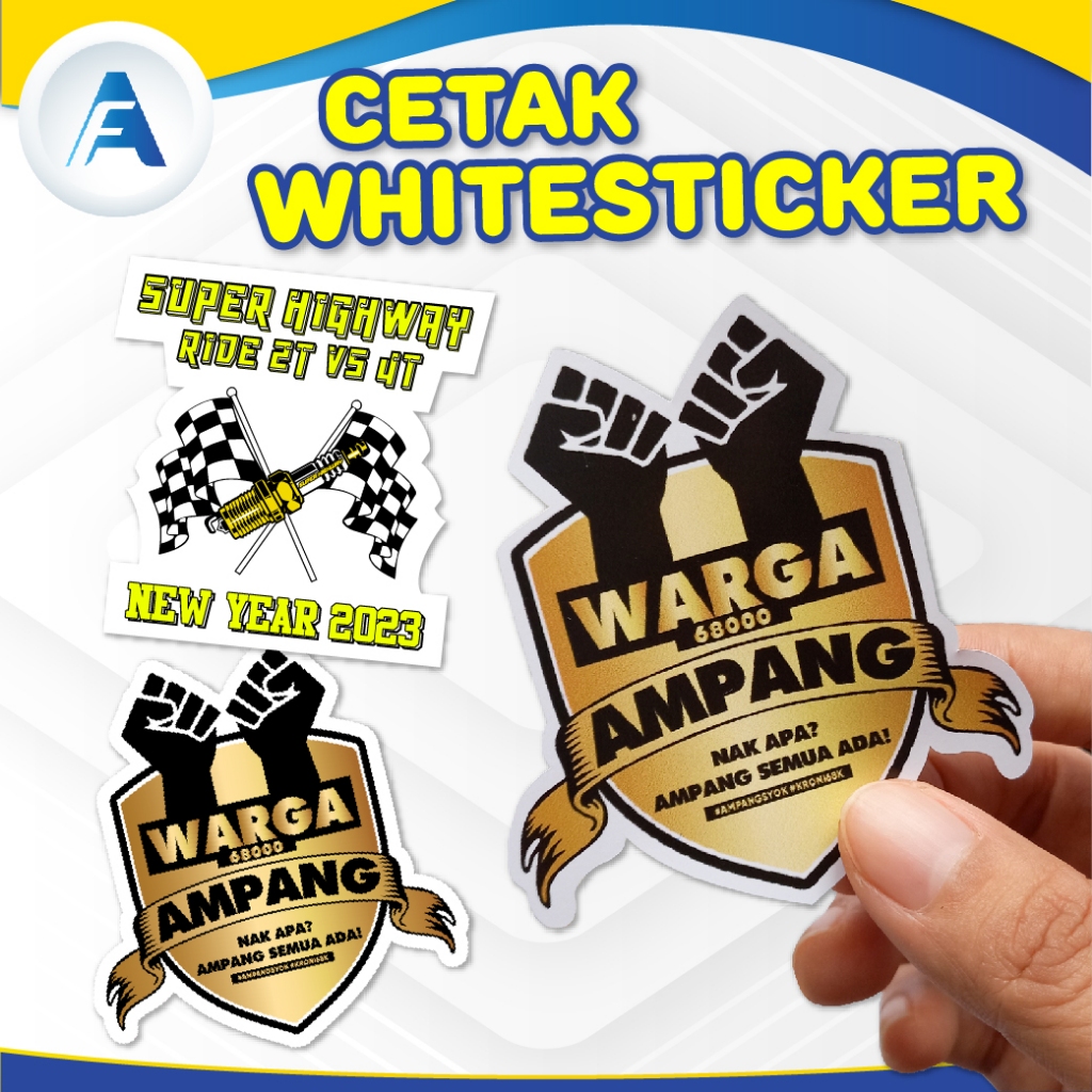 Cetak Whitesticker / Sticker Motor / Sticker Kelab (3 CM) | Shopee Malaysia