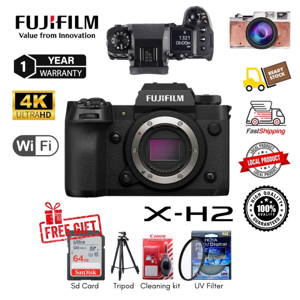 FUJIFILM X-H2 XH2 Mirrorless Camera 40MP APS-C X-Trans BSI Sensor 8K 30p, 4K 60p XH2 ( 1 Year ...
