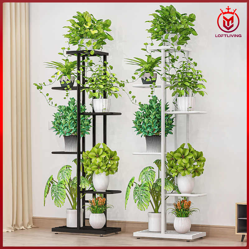 LOFT-Flower Pot Stand Plant Garden Rack Balcony Floor Standing Metal ...