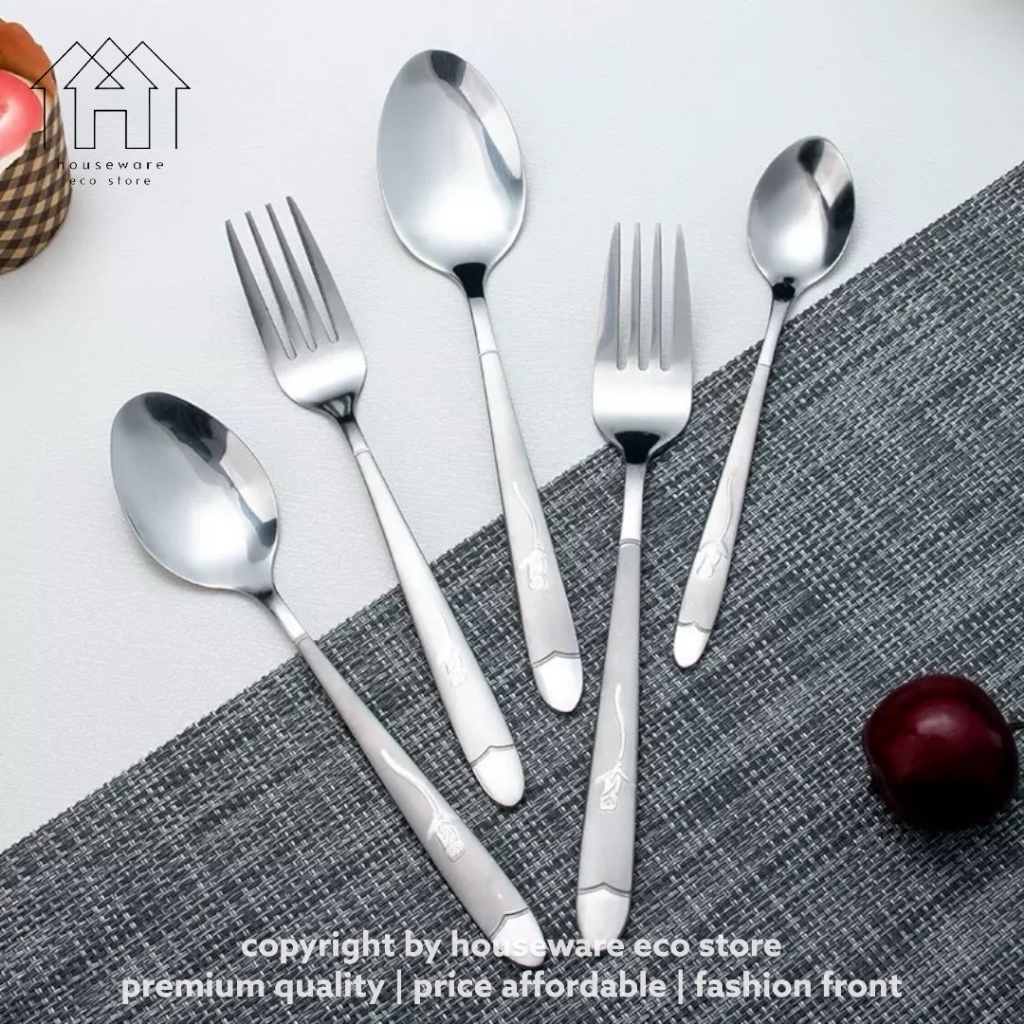Stainless Steel Spoon Fork / Sudu Garpu Serving Spoon Kitchen Cutlery ...