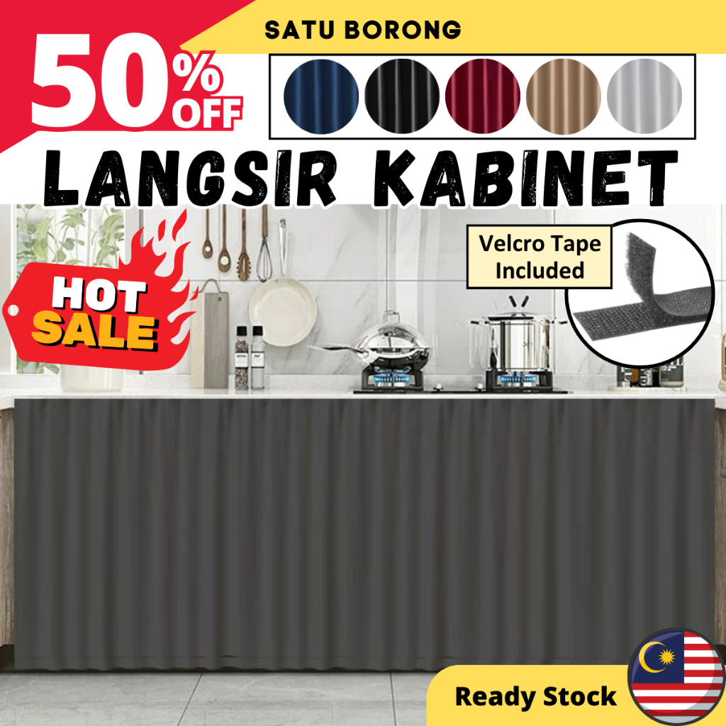 Velcro Tape Pelekat Curtain Skirting Dapur Kabinet Tirai Dapur Langsir ...