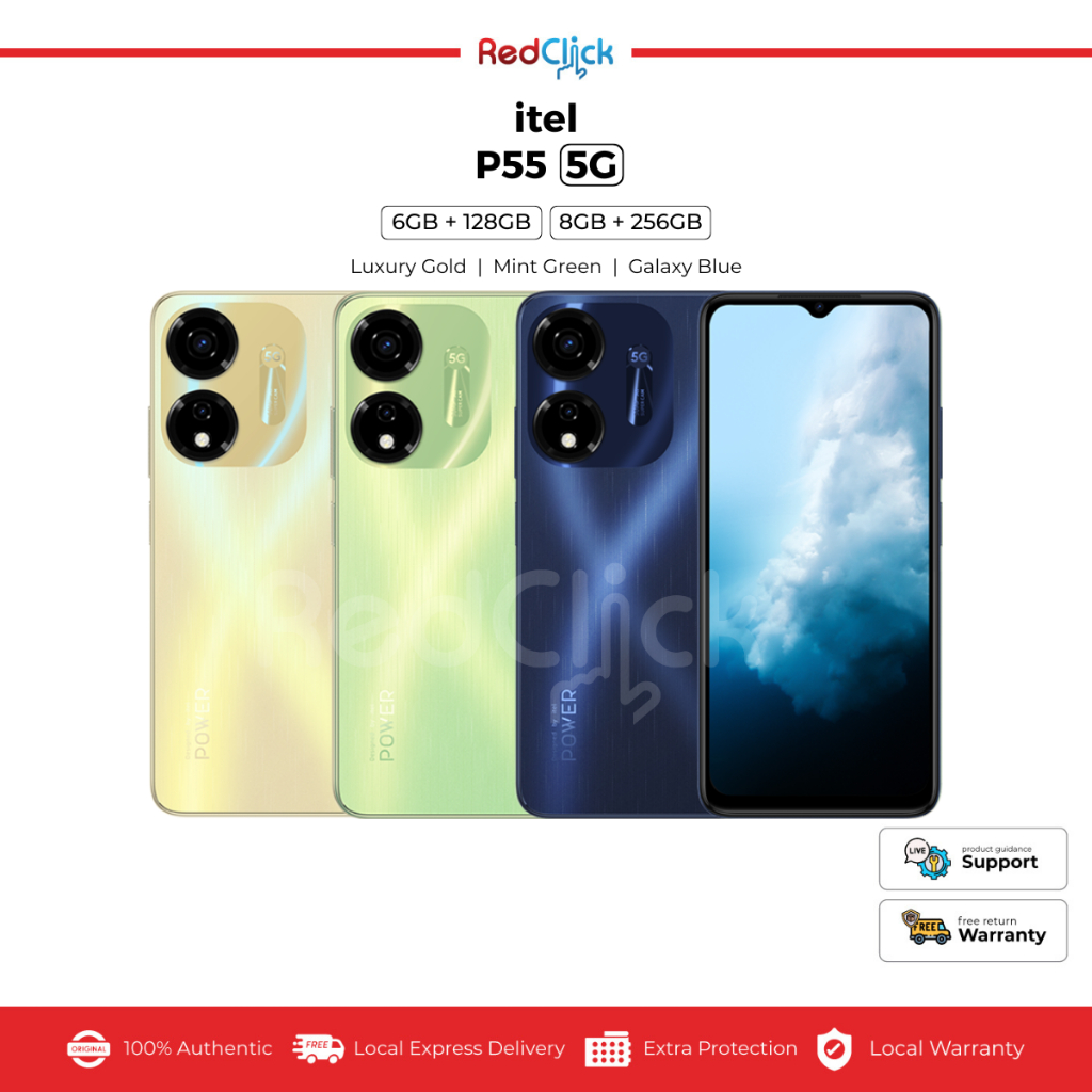 itel P55 5G/P661N (6GB+128GB) (8GB+256GB) Original itel Malaysia Set ...