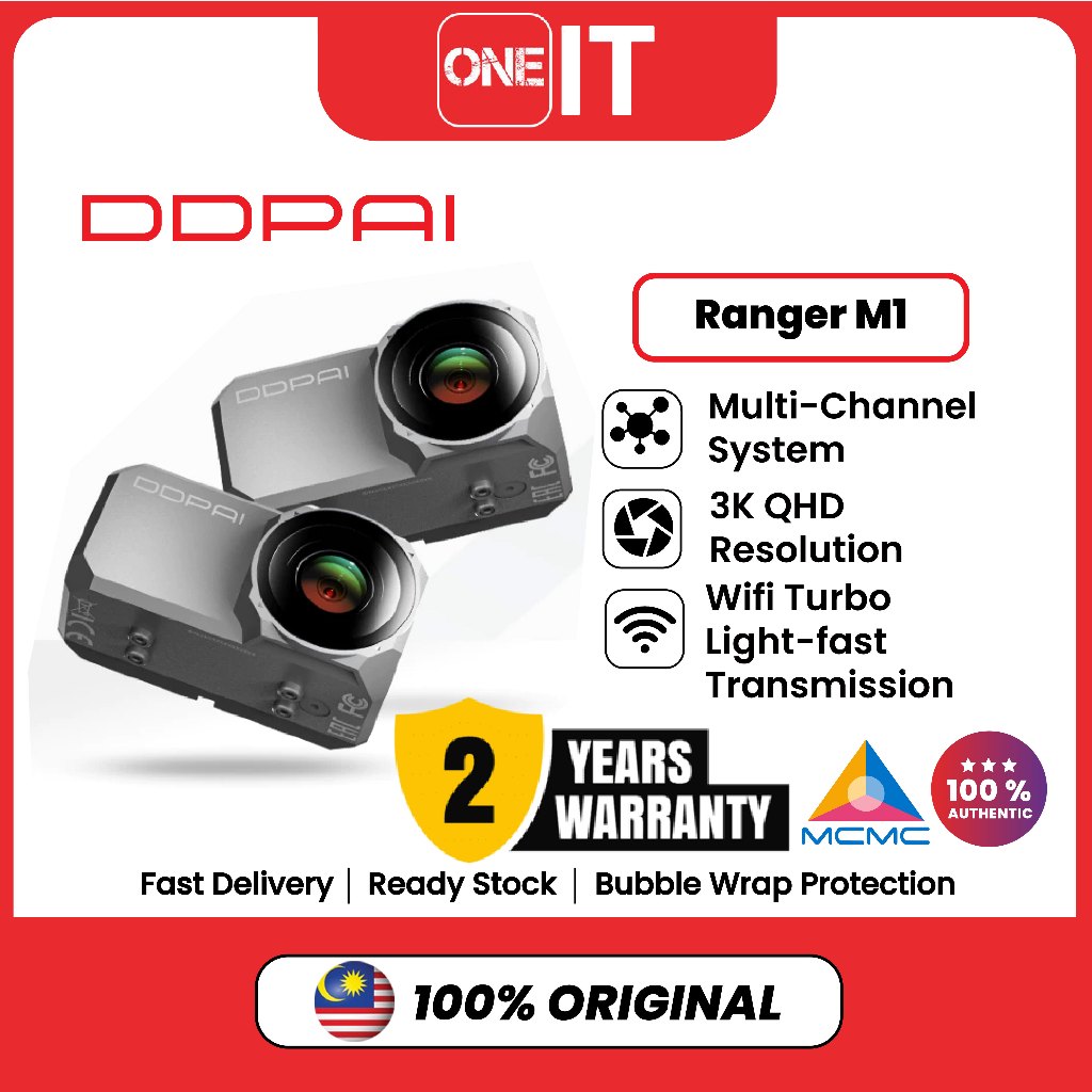 DDPAI Ranger M1 Dual 3K UHD GPS Front & Rear Motorcycle Waterproof Dash ...