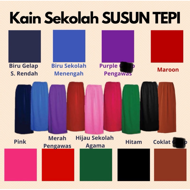 Dexwin KAIN SUSUN Sekolah Koshibo [Hitam/ Dark Brown/ Pink/Maroon ...