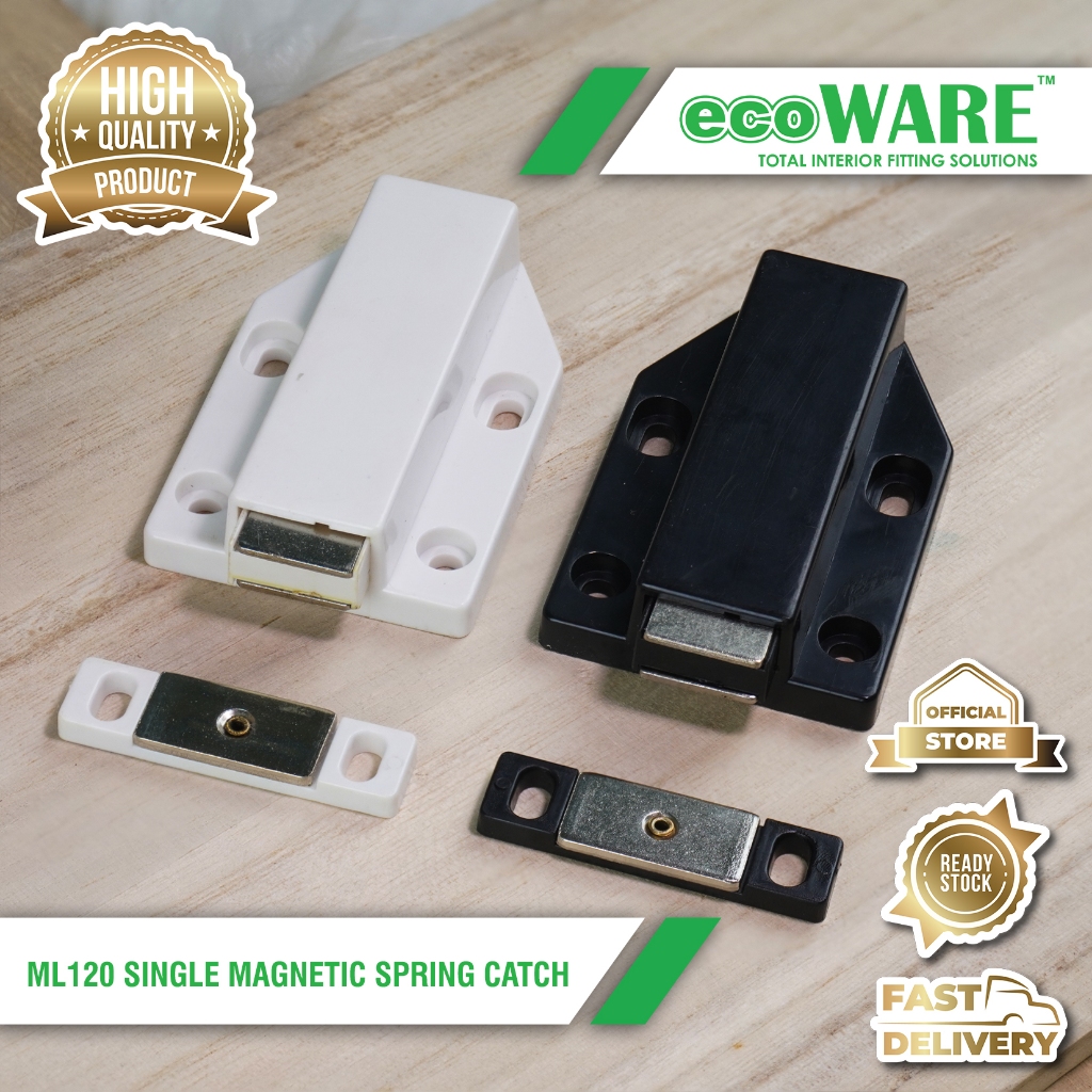 ecoWARE ML120 Single Magnetic Spring Catch Wardrobe Door Latch Cupboard ...