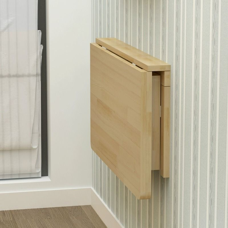 Solid Wood Wall-Mounted Folding Desk Small Apartment Wall-Mounted Desk ...