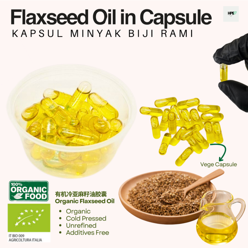 Kapsul Minyak Biji Rami Organik (20pcs) Organic Flaxseed Oil in Capsule ...
