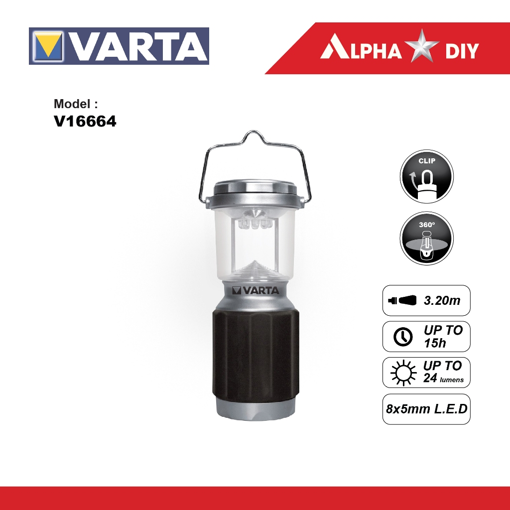 VARTA Extra Slim Camping Lantern LED 4AA (V16664) | Shopee Malaysia