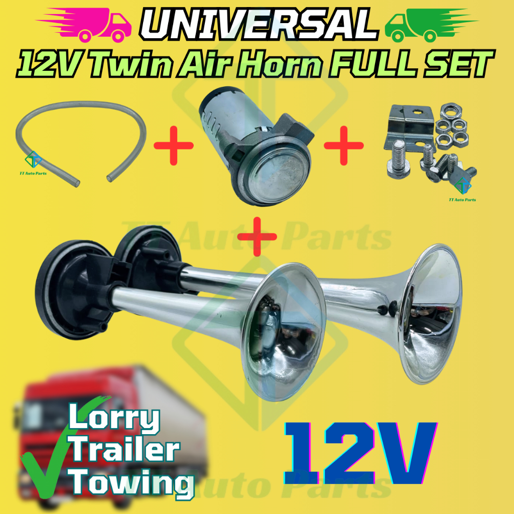 Hon Angin 12V SET (Dua Trompet + Pemampat + Paip) 300dB Sesuai Untuk ...