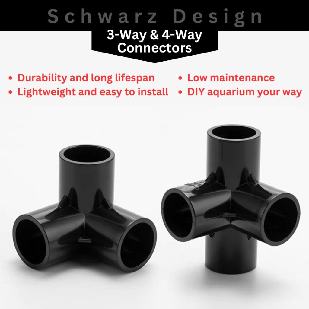 Black Sanking PVC 3-Way 4-Way Connector Joint for Aquarium Fish Tank Pond | Shopee Malaysia