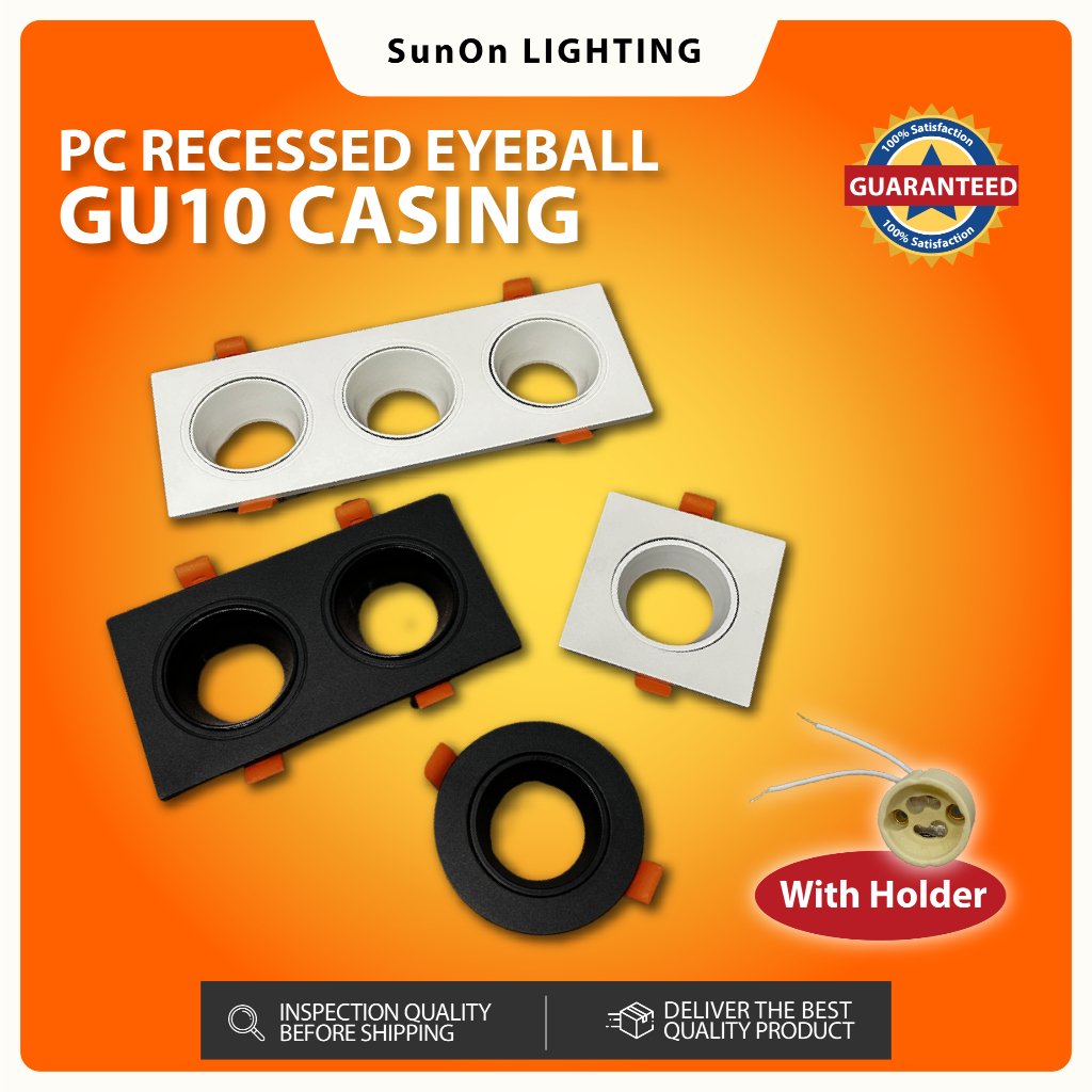 PC RECESSED EYEBALL FITTING GU10 CASING CEILING SPOTLIGHT DOWNLIGHT ...