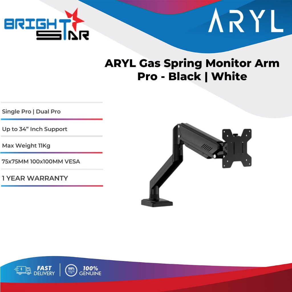 the ARYL Gas Spring Monitor Arm Pro - Black / White | Shopee Malaysia