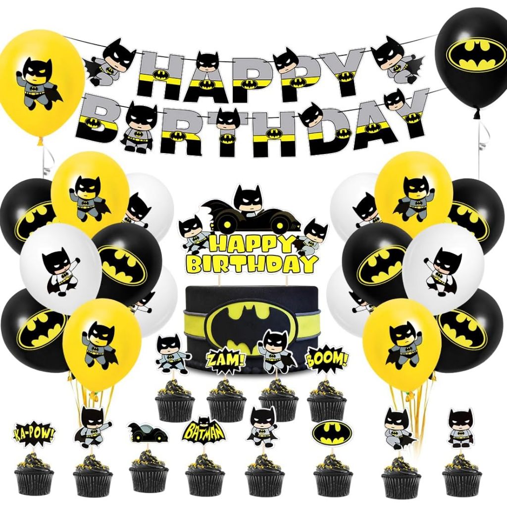 [Ready Stock][32pcs]DIY Batman Happy Birthday Set Decoration Superhero ...