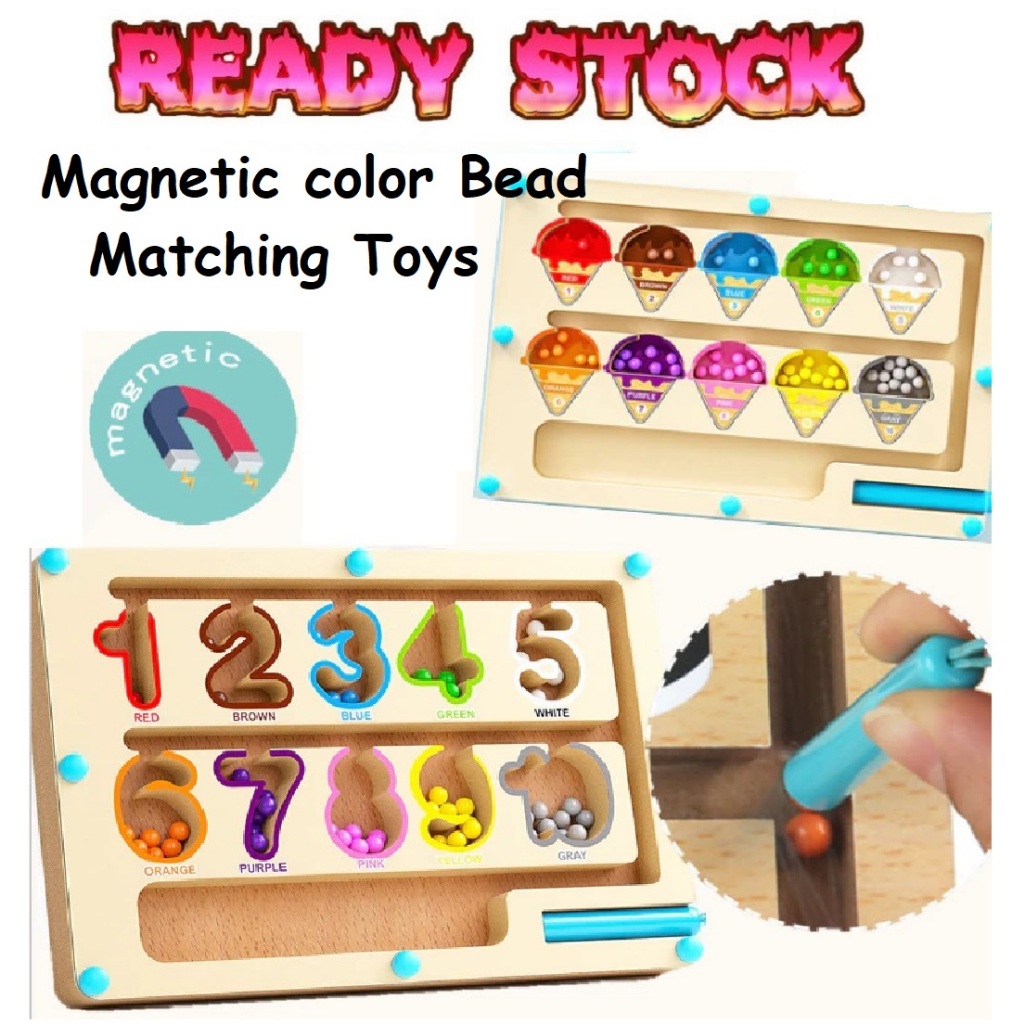 Magnetic Color Classification Game Wooden Toy Number Counting Maze ...