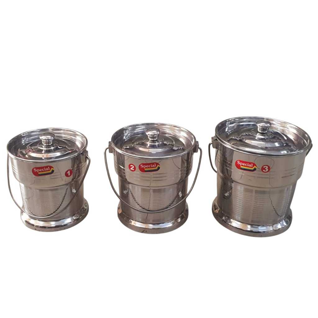 Stainless Steel Multipurpose Bucket / Pail with Cover (1.25L/2L/2.5L ...