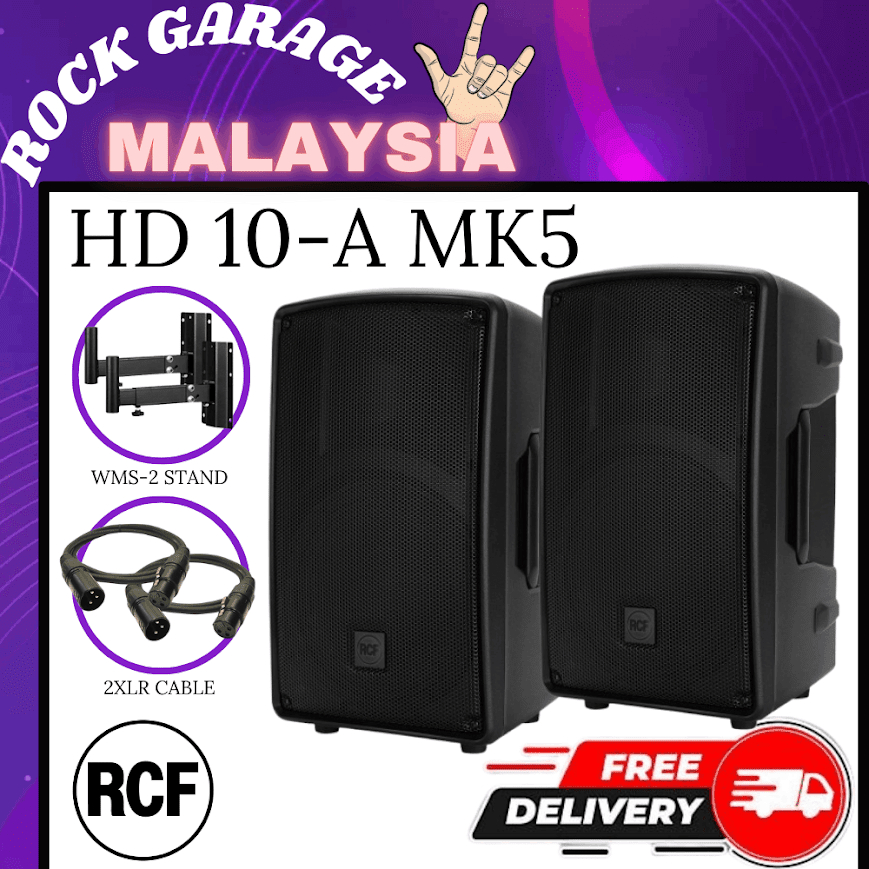 RCF HD 10-A MK5 10" Active 2-Way Speaker With Speaker Stand And Cable ...