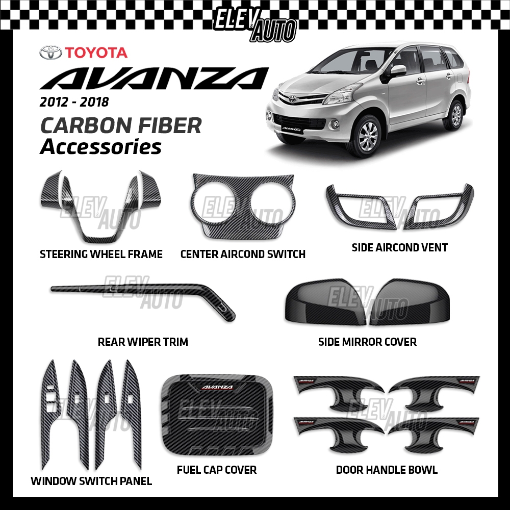 Toyota Avanza 2012 - 2018 Carbon Fiber Interior Exterior Accessories ...