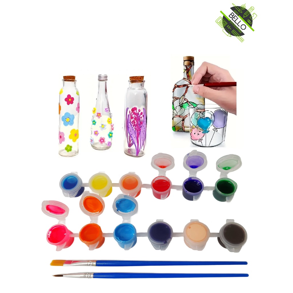 【DIY CRAFT】Mini Glass Color Painting Paint Set for Kids and Activities ...