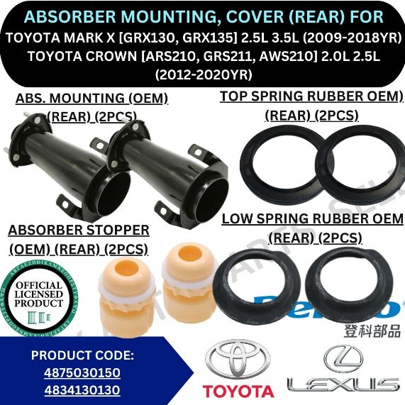ABSORBER MOUNTING, RUBBER, STOPPER (REAR) FOR TOYOTA MARK X [GRX130 ...