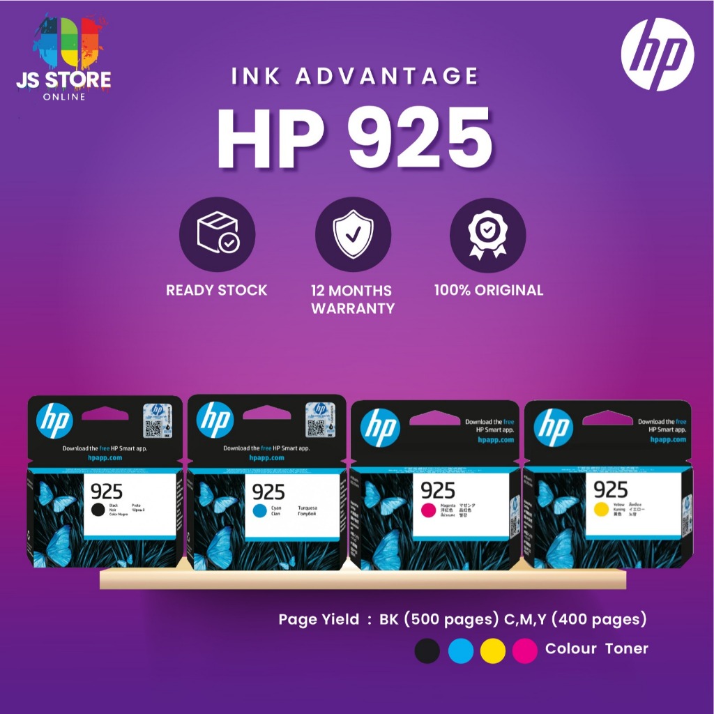 [🔥READY STOCK🔥] HP 925 Original Ink Cartridge [Black/Cyan/Magenta ...