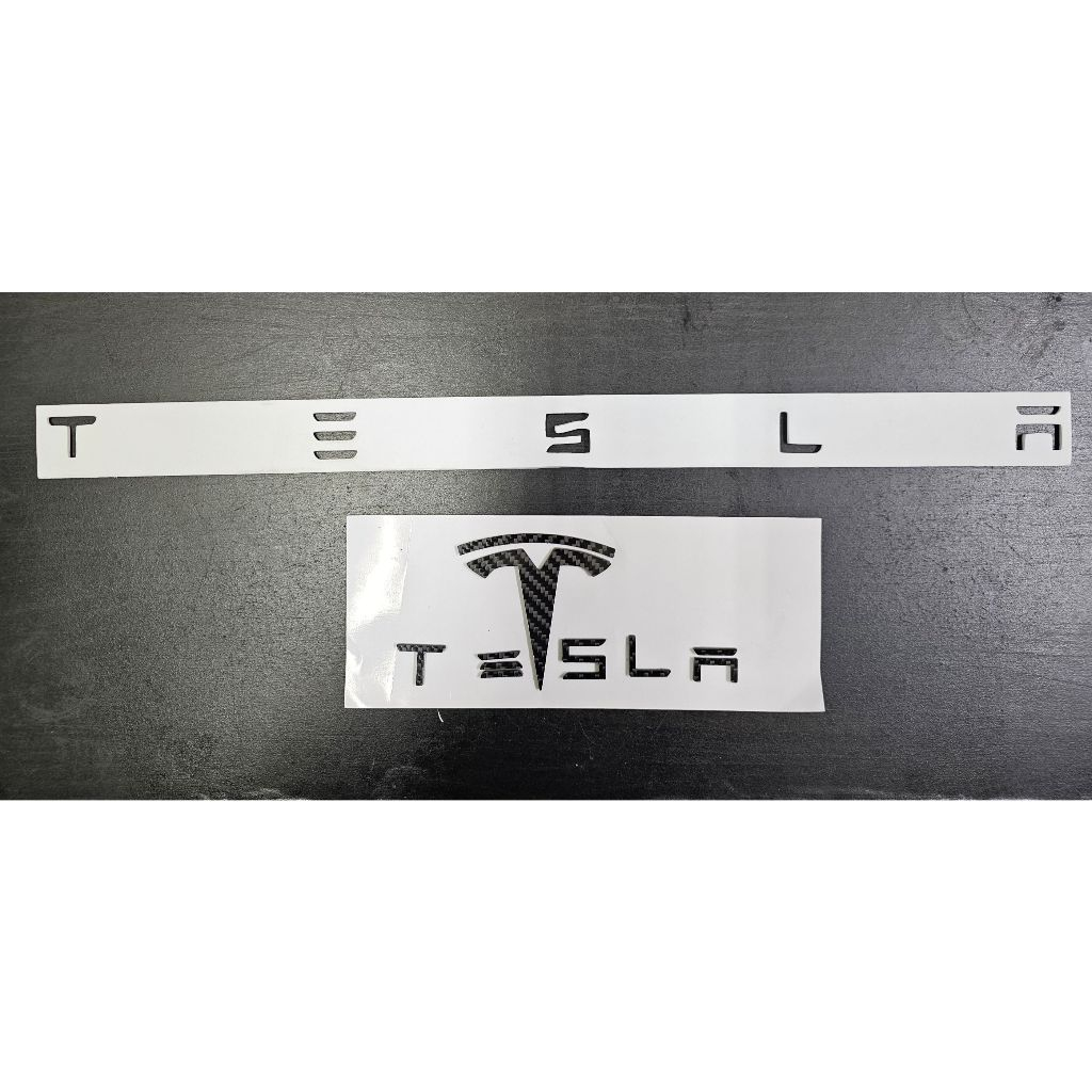 Tesla Emblem Full Set Carbon Fiber Logo Front And Raer Tail Badge ...