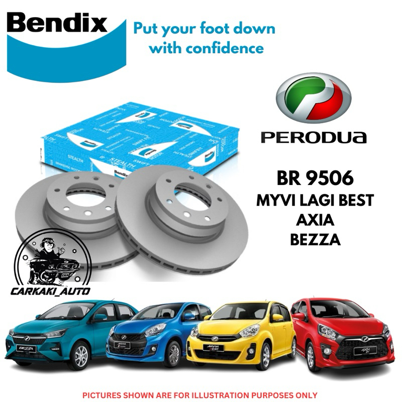 2 PCS Original Bendix Swiftfit BR9506 Front Disc Rotor - Perodua Myvi ...