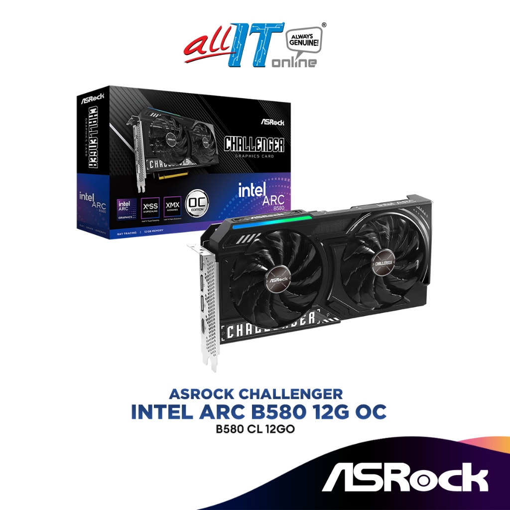 ASROCK Intel Arc B580 Challenger 12GB OC Graphics Card | B580 CL 12GO ...