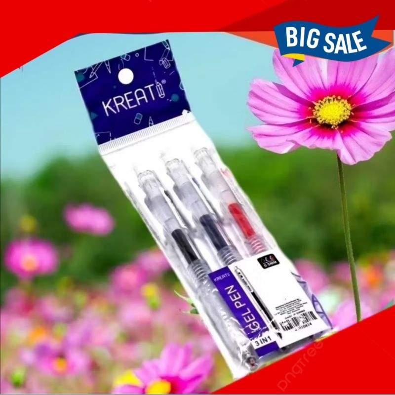 Kreati Gel Pen Set 0.5mm (3pcs/pack) Pen Merah, Pen Biru, Pen Hitam ...