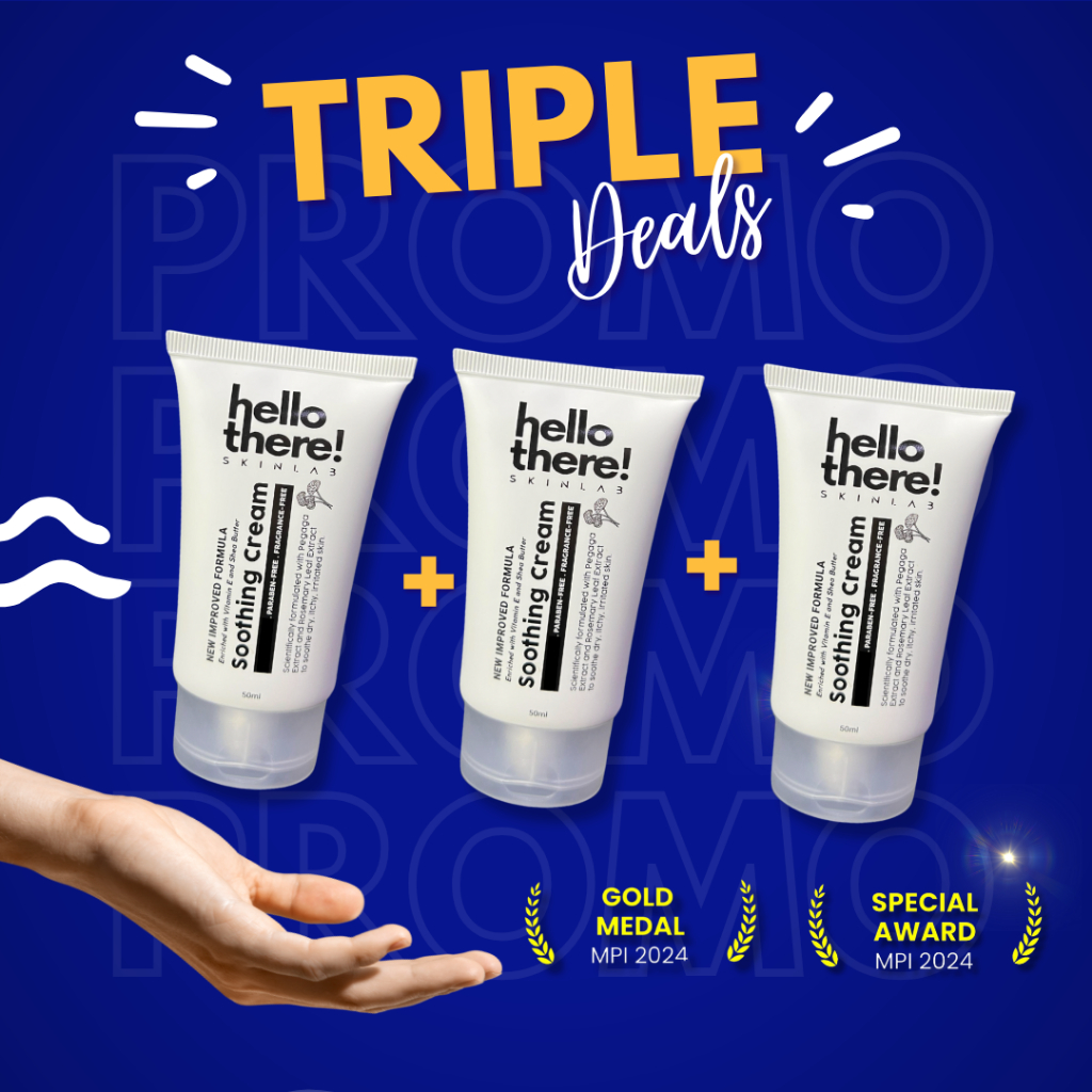 [TRIPLE] 3pcs HELLOTHERE Soothing Cream 50ml (Eczema/Psioriasis/Kulit ...