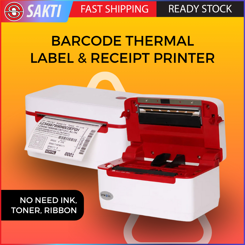 Zywell ZY909 Barcode / Thermal Label / Receipt / Sticker Printer with Free Paper Stand | Shopee ...