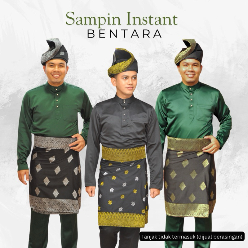 💥💥 NEW Sampin Instant Bentara Songket Bunga Tabur Hitam Sulam Emas Mix ...