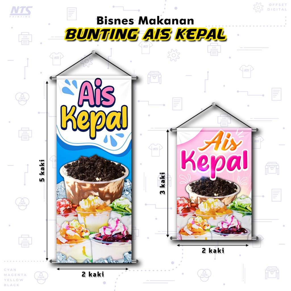 🍧READY DESIGN🍧 Bunting Ais Kepal - Tebal / Kalis Air / Lasak / Peniaga ...