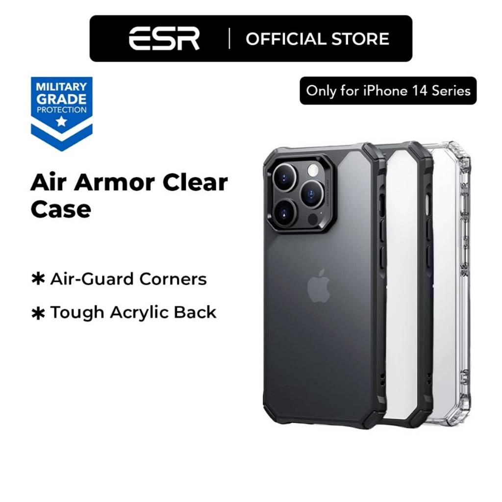 ESR Air Armor Clear Case Hard PC Back and Soft TPU Frame for iPhone 13 14 Pro Plus Pro Max ...