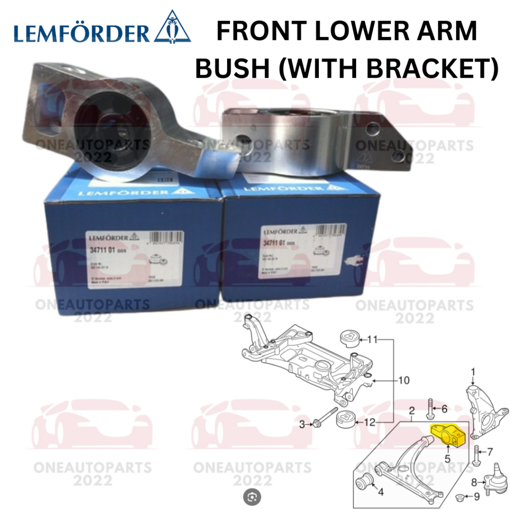 LEMFORDER GERMANY (2PC) FRONT LOWER ARM BUSH WITH BRACKET VW PASSAT B6 ...