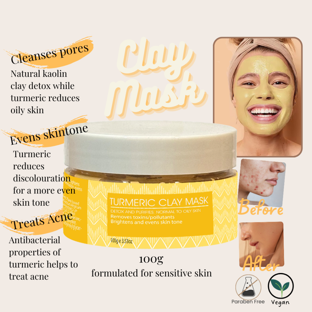 Turmeric Clay Mask for sensitive skin 100g | Shopee Malaysia