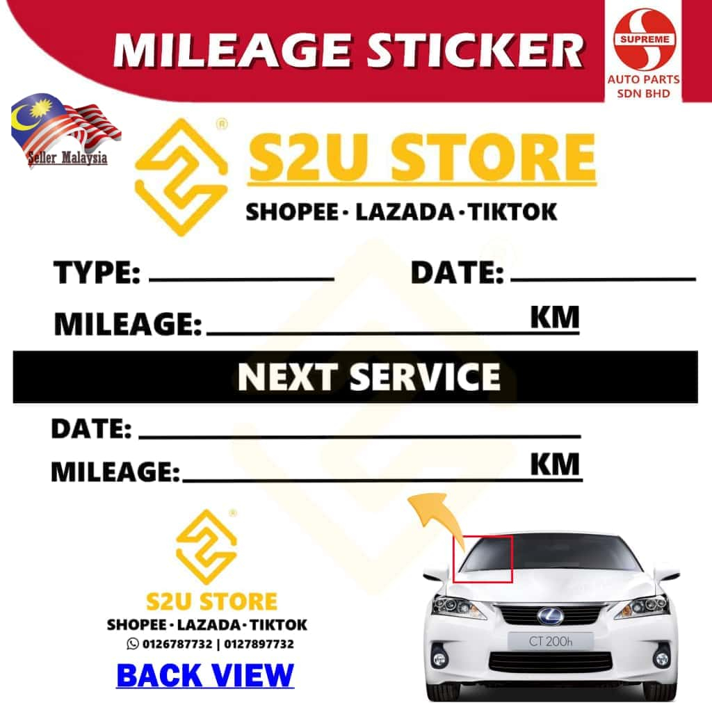 S2U High Quality Mileage Sticker Service Windscreen Sticker For Engine ...