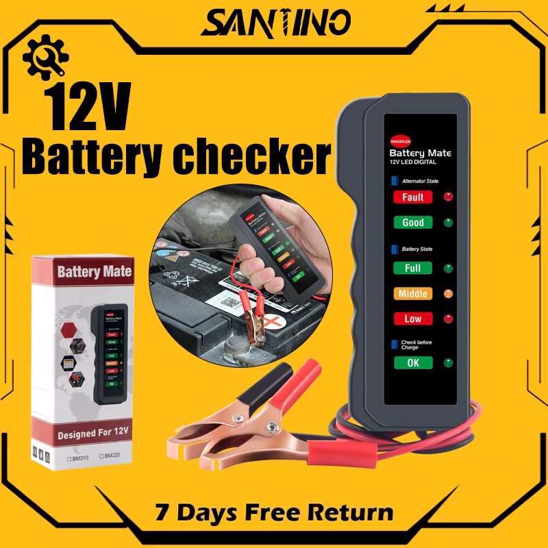SANTINO Car Battery Checker 12V/24V Multifunctional Battery Testers Car ...
